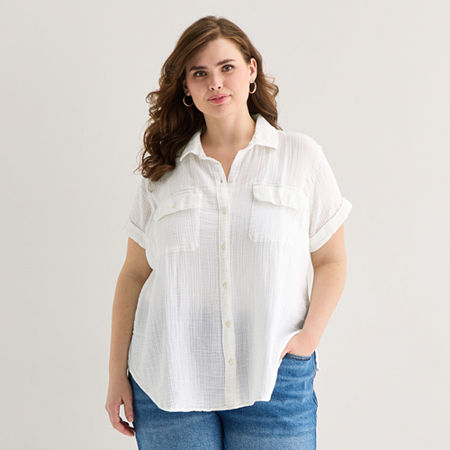 Click here for a.n.a Womens Plus Short Sleeve Blouse  5x  White prices