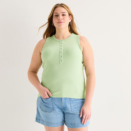 Click here for a.n.a Womens Plus Henley Neck Sleeveless Tank Top... prices