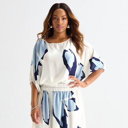 Click here for Worthington Womens Plus Round Neck Long Sleeve Sat... prices