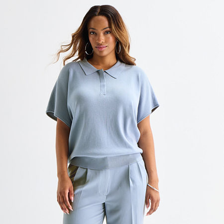 Click here for Worthington Plus Womens Short Sleeve Polo Sweater... prices