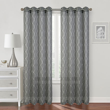 Click here for Regal Home Bayview Grommet Top Embroidered Sheer S... prices