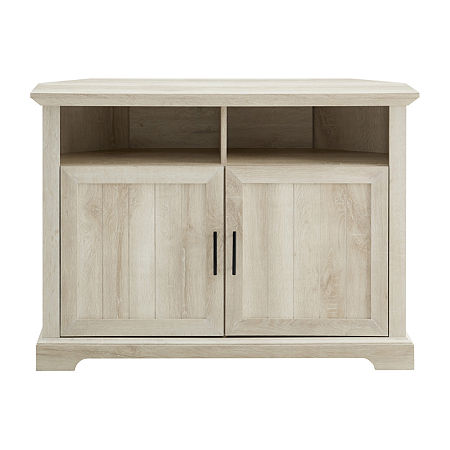 Click here for 44 Grooved Door Corner TV Stand  One Size  White prices