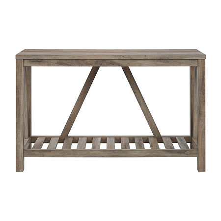 Click here for Farmhouse Slatted Shelf Entryway Table  One Size... prices