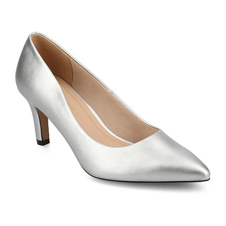 Journee Collection Womens Scylee Pointed Toe Dress Pumps - Silver
