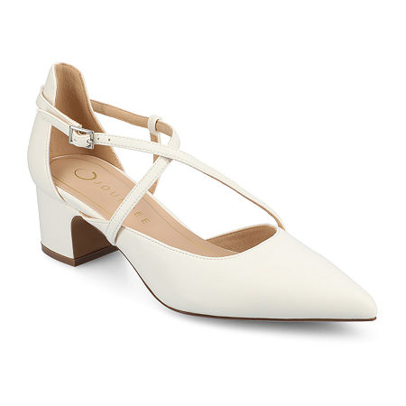 Journee Collection Womens Galvinn Crisscross Pointed Toe Pumps - White