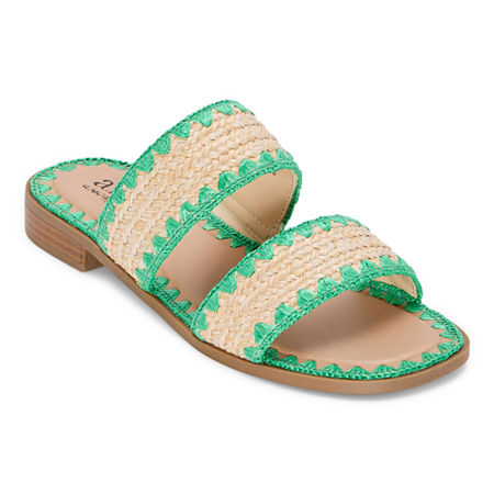 Click here for a.n.a Womens Danish Flat Sandals  7 Medium  Green prices