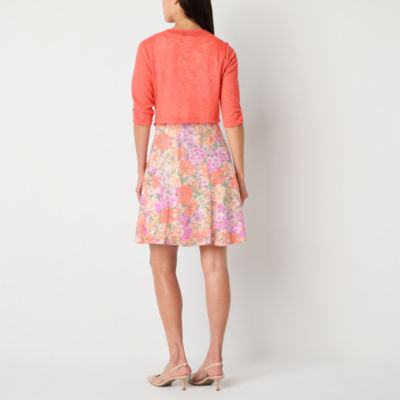 Perceptions Womens Floral Jacket Dress, Color: Coral White - JCPenney