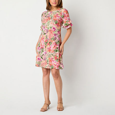 Click here for Perceptions Womens Short Sleeve Floral Shift Dress... prices