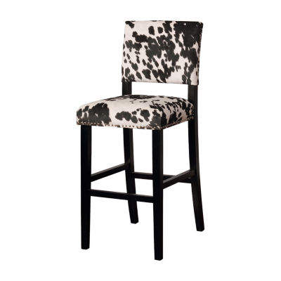 Clayton Cow Print Upholstered Nailhead Trim Bar Stool, Color: Black Cow ...