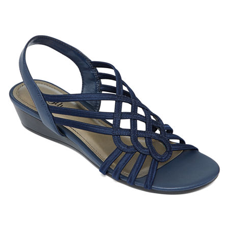 Click here for east 5th Womens Reno Wedge Sandals  12 Medium  Blu... prices