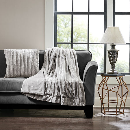 Click here for Madison Park Duke Ribbed Faux-Fur Decorative Pillo... prices