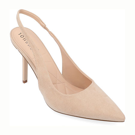 Journee Collection Womens Elenney Pointed Toe Slingback Pumps - Nude