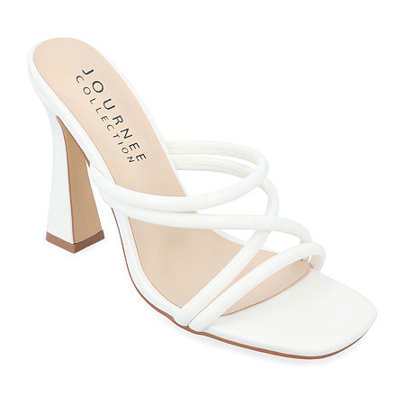 Journee Collection Womens Louisse Crisscross Slip-On Sandals - White