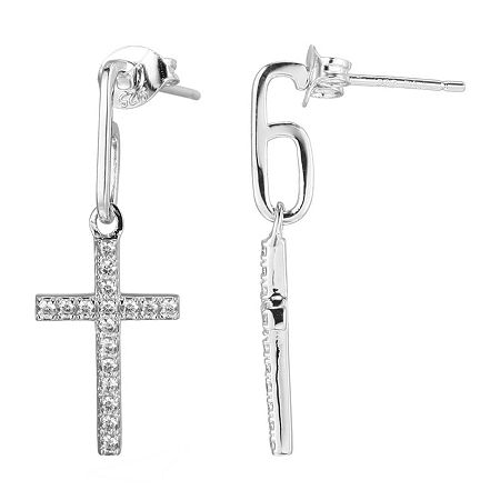 Click here for Womens Cubic Zirconia Sterling Silver Cross Drop E... prices