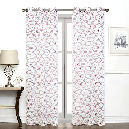 Click here for Regal Home Perth Geometric Embroidery Grommet Top... prices