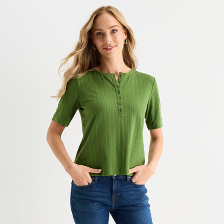 Click here for Liz Claiborne Womens Elbow Sleeve Regular Fit Henl... prices