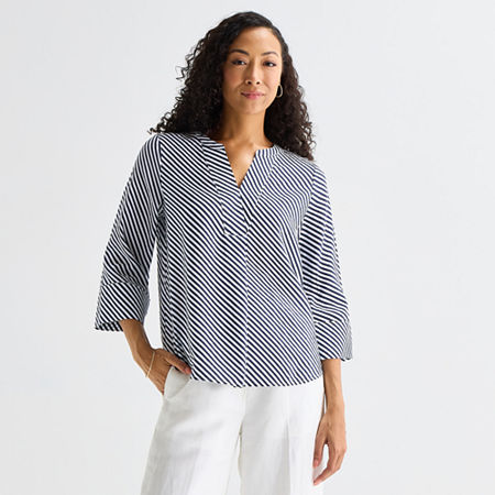 Click here for Liz Claiborne Womens Split Crew Neck 3/4 Sleeve Tu... prices