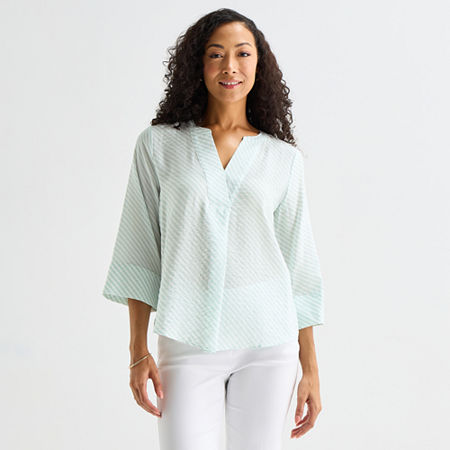 Click here for Liz Claiborne Womens Split Crew Neck 3/4 Sleeve Tu... prices
