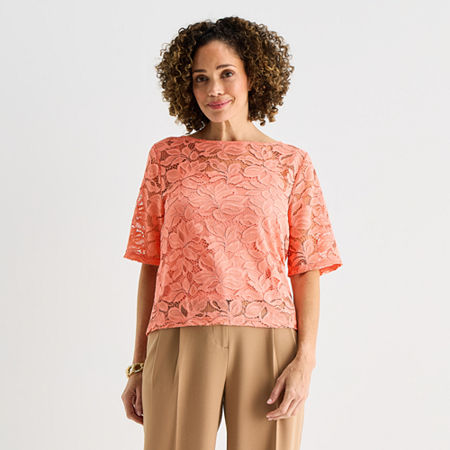 Click here for Liz Claiborne Womens Boat Neck Elbow Sleeve Lace B... prices