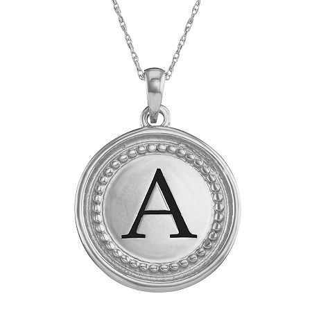 Click here for Personalized 10K White Gold Initial Disc Pendant N... prices
