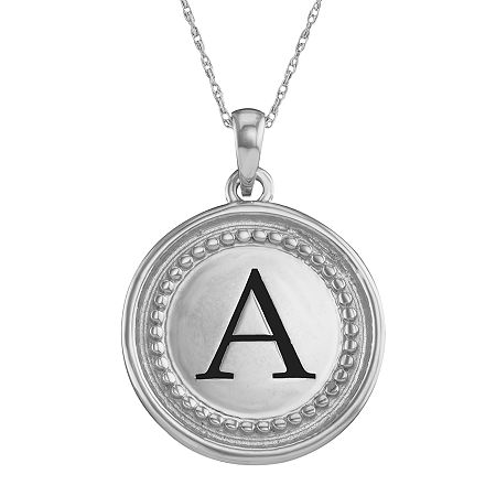 Click here for Personalized 14K White Gold Initial Disc Pendant N... prices