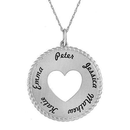 Click here for Personalized Sterling Silver Round Disc Heart Pend... prices