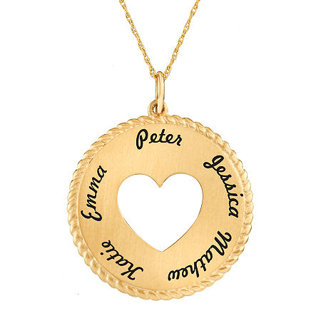 Click here for Personalized 10K Yellow Gold Round Disc Heart Pend... prices