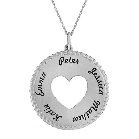 Click here for Personalized 10K White Gold Cut-out Heart Disc Nam... prices