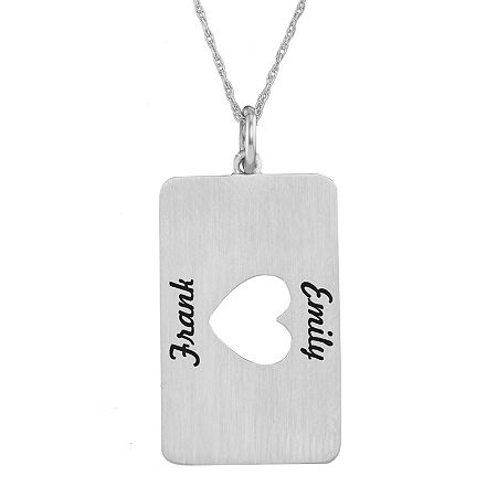 Click here for Personalized 10K White Gold Rectangular Cut-out He... prices