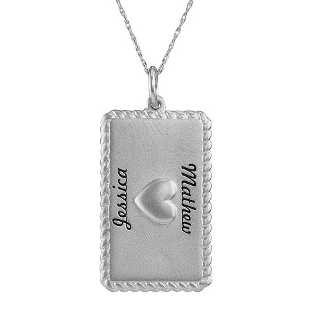 Click here for Personalized 10K White Gold Rectangular Puffed Hea... prices