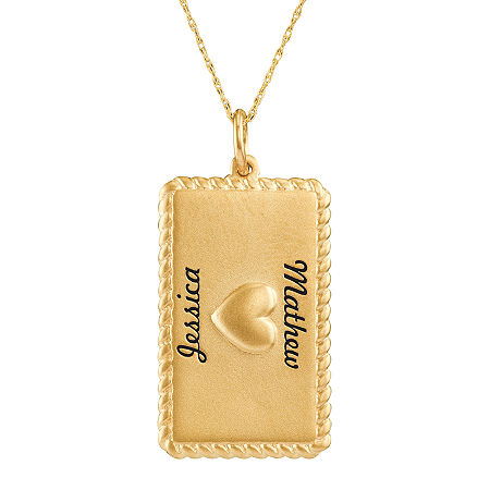Click here for Personalized 14K Yellow Gold Rectangular Puffed He... prices