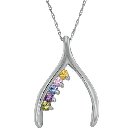 Click here for Personalized 10K White Gold Birthstone Wishbone Pe... prices