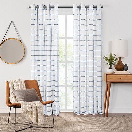 Click here for Fieldcrest Arden Windowpane Cotton Grommet Top She... prices