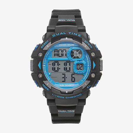 Armitron Mens Chronograph Multi-Function Black Strap Watch 40/8309blu  One Size  Black And Blue