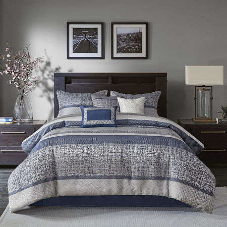 Madison Park Rhapsody Jacquard 7-Pc. Comforter Set  King - Navy