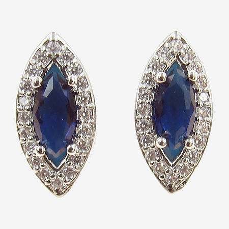 Click here for Vieste Rosa Blue Cubic Zirconia 1/2 Inch Oval Stud... prices