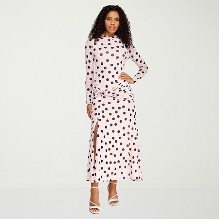 Click here for Premier Amour Womens Long Sleeve Polka Dot Midi Fi... prices