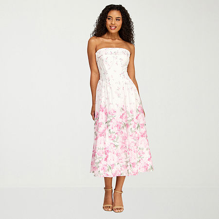 Click here for Premier Amour Womens Strapless Floral Midi Fit + F... prices
