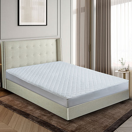 Blue Ridge Dual-Action 100 Cotton Damask Dot Mattress Pad  California King - White