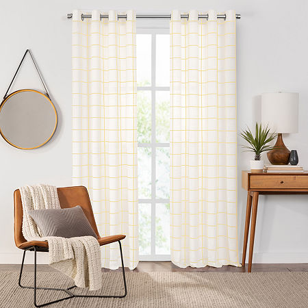 Click here for Fieldcrest Arden Windowpane Cotton Grommet Top She... prices