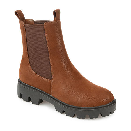 Journee Collection Womens Ivette Chelsea Lug Sole Booties - Brown