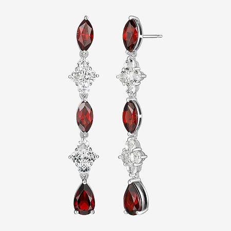 Click here for Womens Genuine Red Garnet Sterling Silver Drop Ear... prices