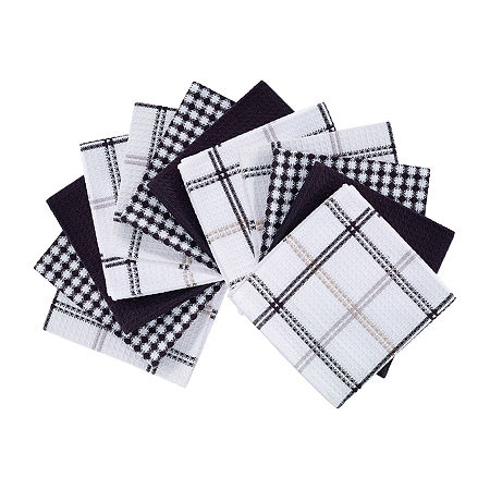 T-Fal Coordinating Flat Waffle Weave Dish Cloth  Set of 12 - Neutral