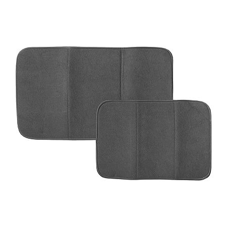 T-Fal Microfiber Dish Drying Mat Reverses to Mesh  Set of 2 - Pebble