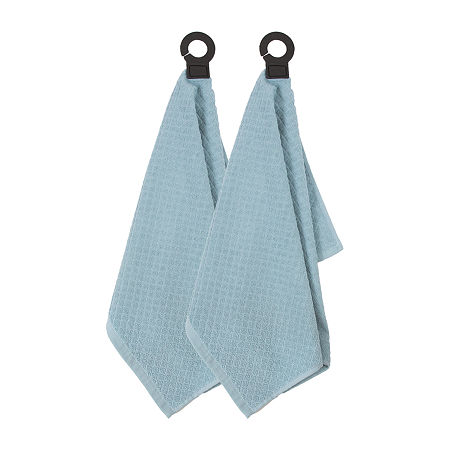 Ritz Hook and Hang Woven Kitchen Towel  Set of 2 - Dew