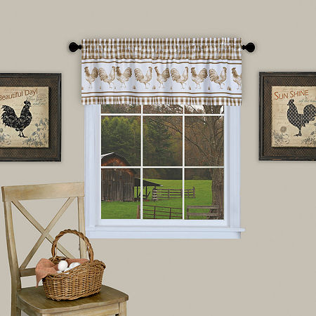 Achim Barnyard Gingham Kitchen Window Valance  58 x 14 - Taupe