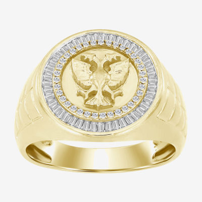 "Double Headed Eagle" Mens 1/2 CT. T.W. Natural White Diamond 10K Gold ...