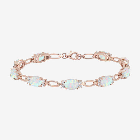 Click here for Womens Lab Created White Opal 14K Rose Gold Over S... prices