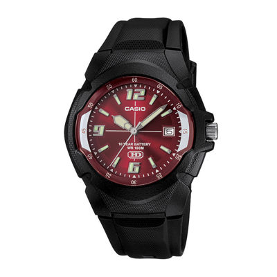 Casio® Mens Red Dial Black Resin Strap Sport Watch MW600F-4AVOS - JCPenney
