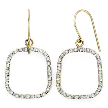 Click here for Diamond Fascination 14K Yellow Gold Open Square Ea... prices